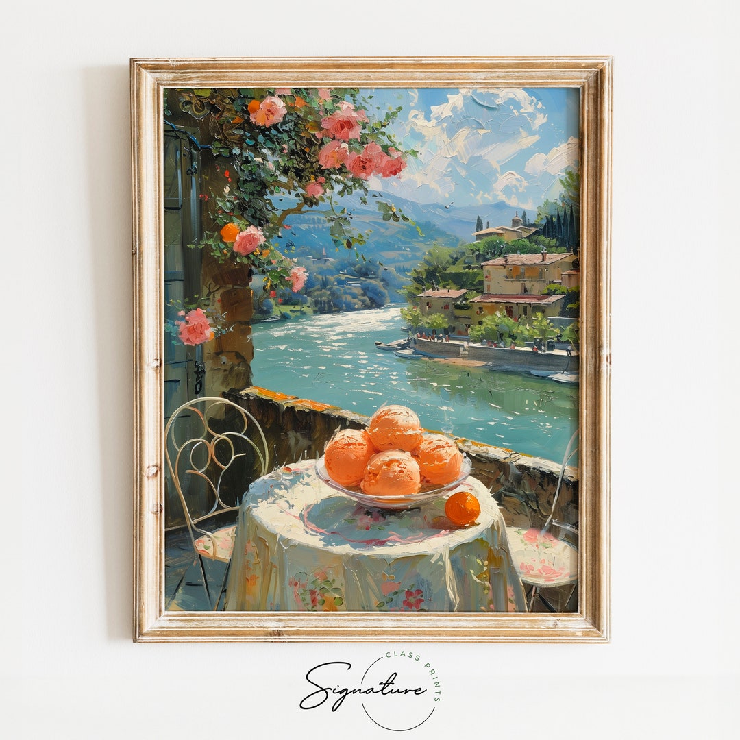 Printable Gelato on Garden Table Painting - Summer Dessert Artwork ...