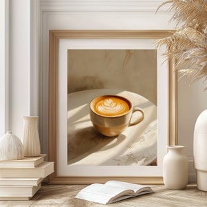 Printable Latte With Artful Foam Design Painting - Creative Coffee Artwork - Morning Latte Scene ...