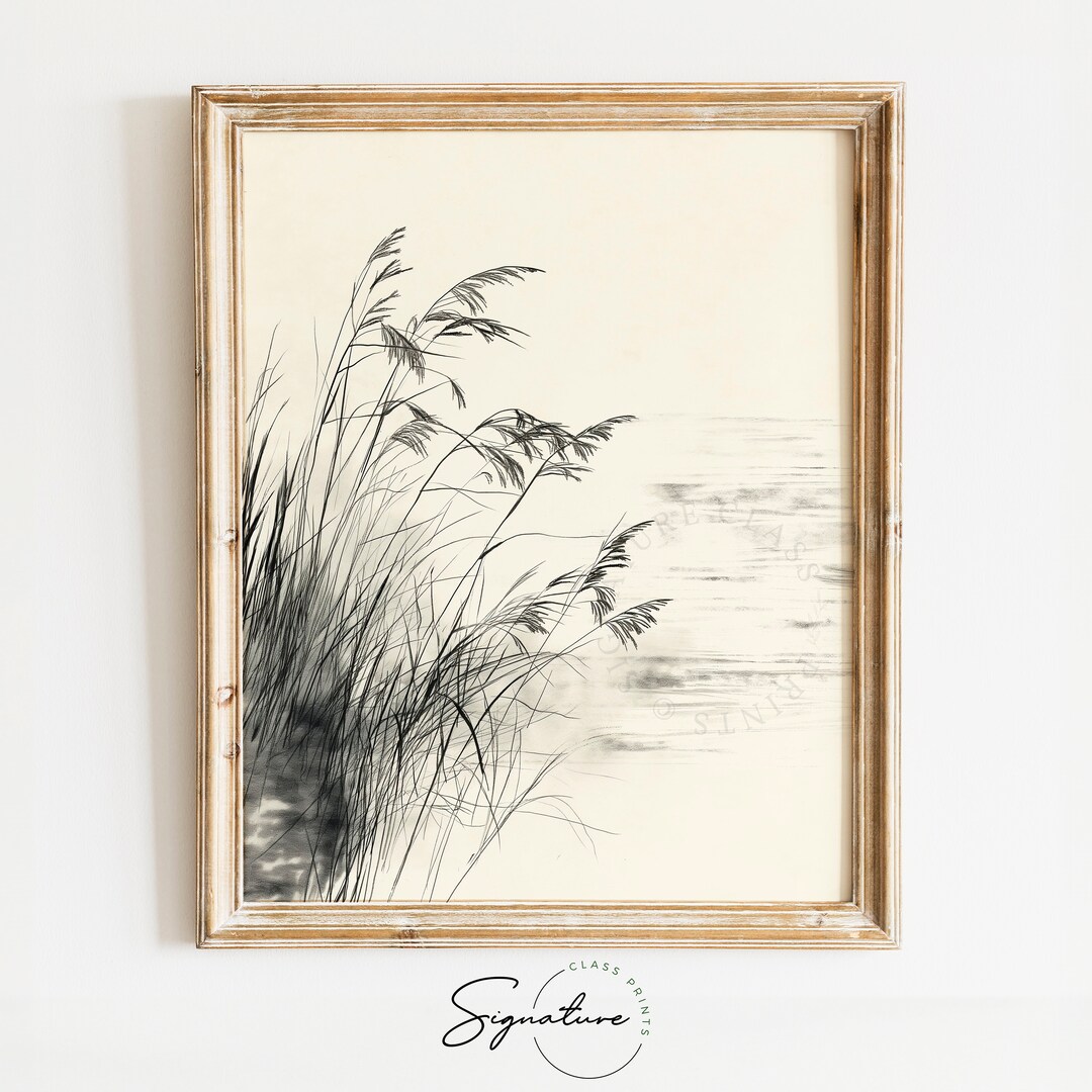 Printable Riverbank Art Wild Grasses by the Water, Tranquil Nature Wall ...