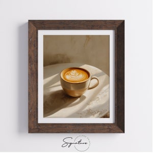 Printable Latte With Artful Foam Design Painting - Creative Coffee Artwork - Morning Latte Scene ...