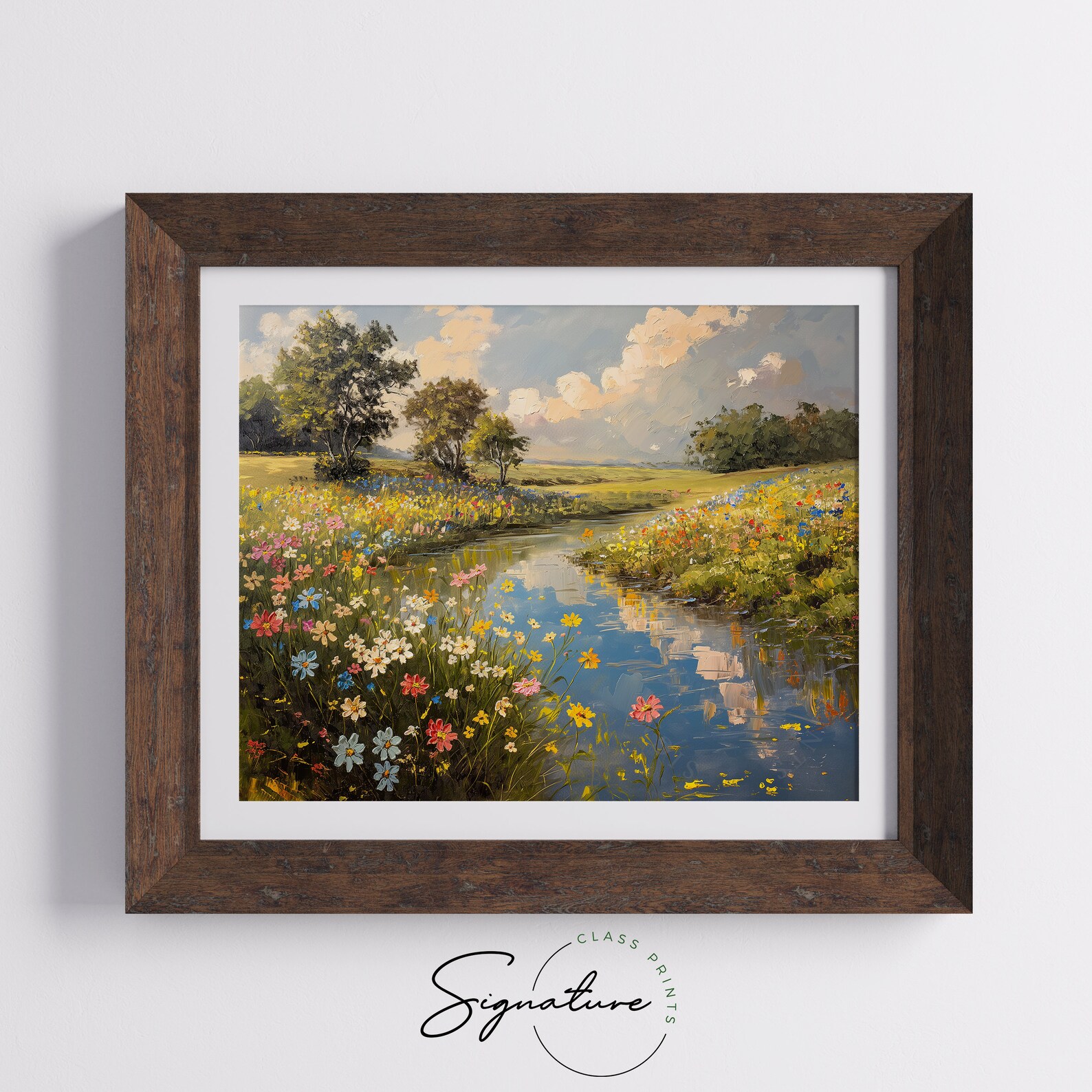 Printable Tranquil Wildflower Stream Scenic Flower Meadow Art, Summer ...