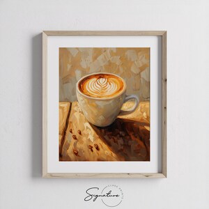 Printable Latte With Artful Foam Design Painting Creative Coffee Artwork Morning Latte Scene ...