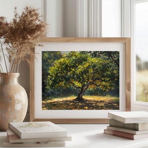 Printable Tropical Mango Tree Painting - Lush Greenery Art, Vibrant ...