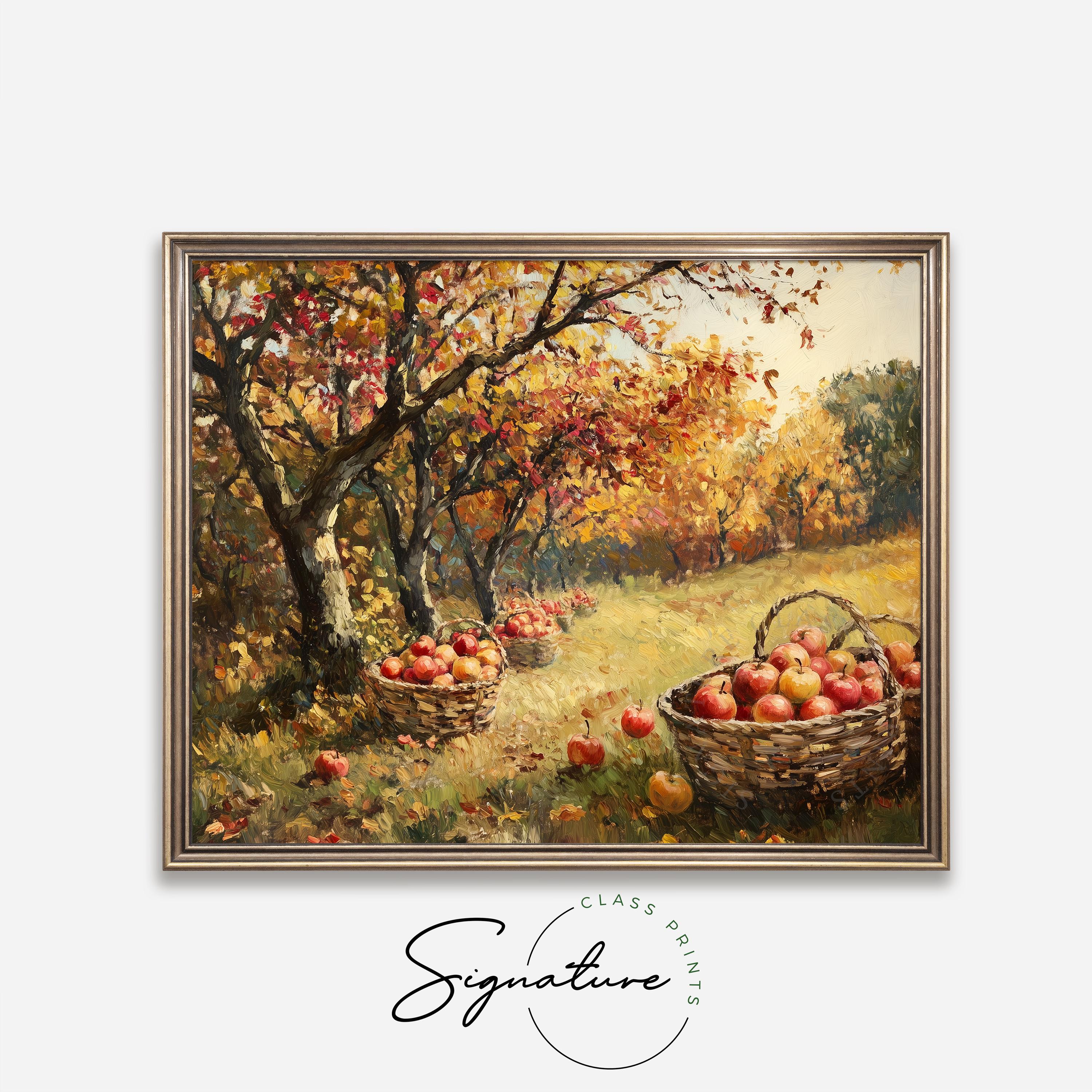 Printable Apple Orchard After Harvest Rustic Autumn Farm Artwork, Fall ...