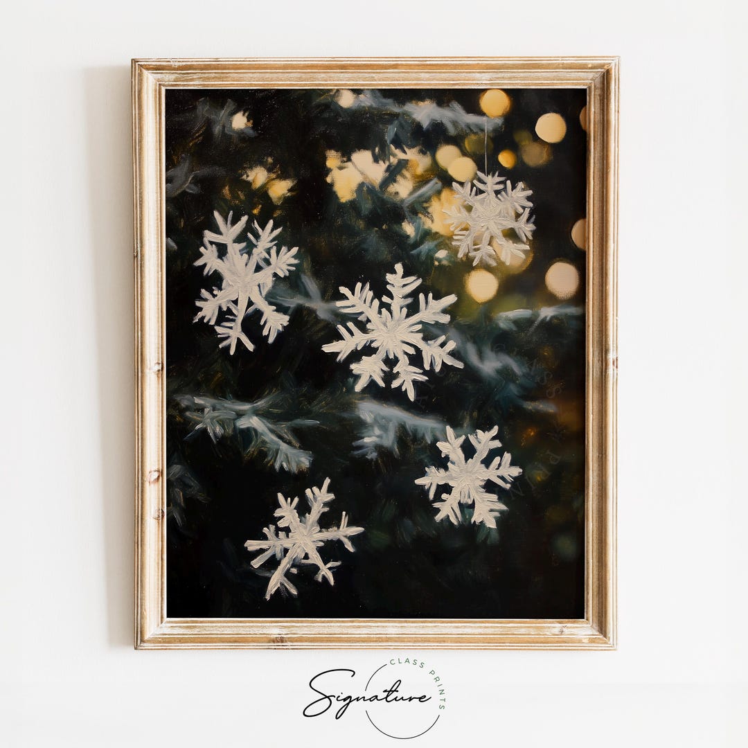 Dark Winter Snowflake Scene, Printable Holiday Wall Art - Moody ...