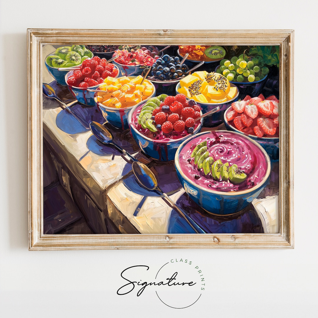 Summer Printable Acai Bowl Painting, Vibrant Café Table Artwork ...