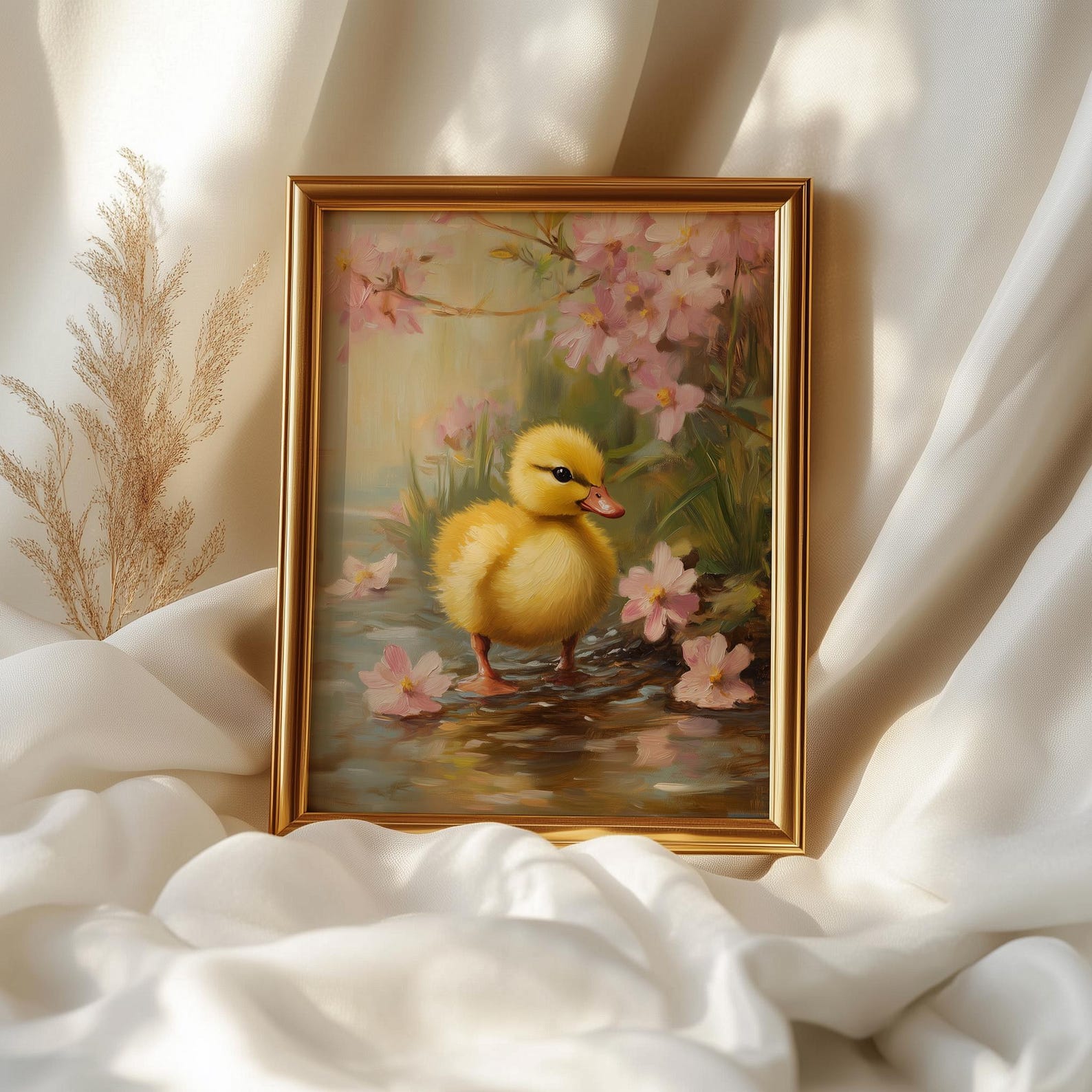 Spring Duckling Wall Art - Printable Duck Painting by Water's Edge ...