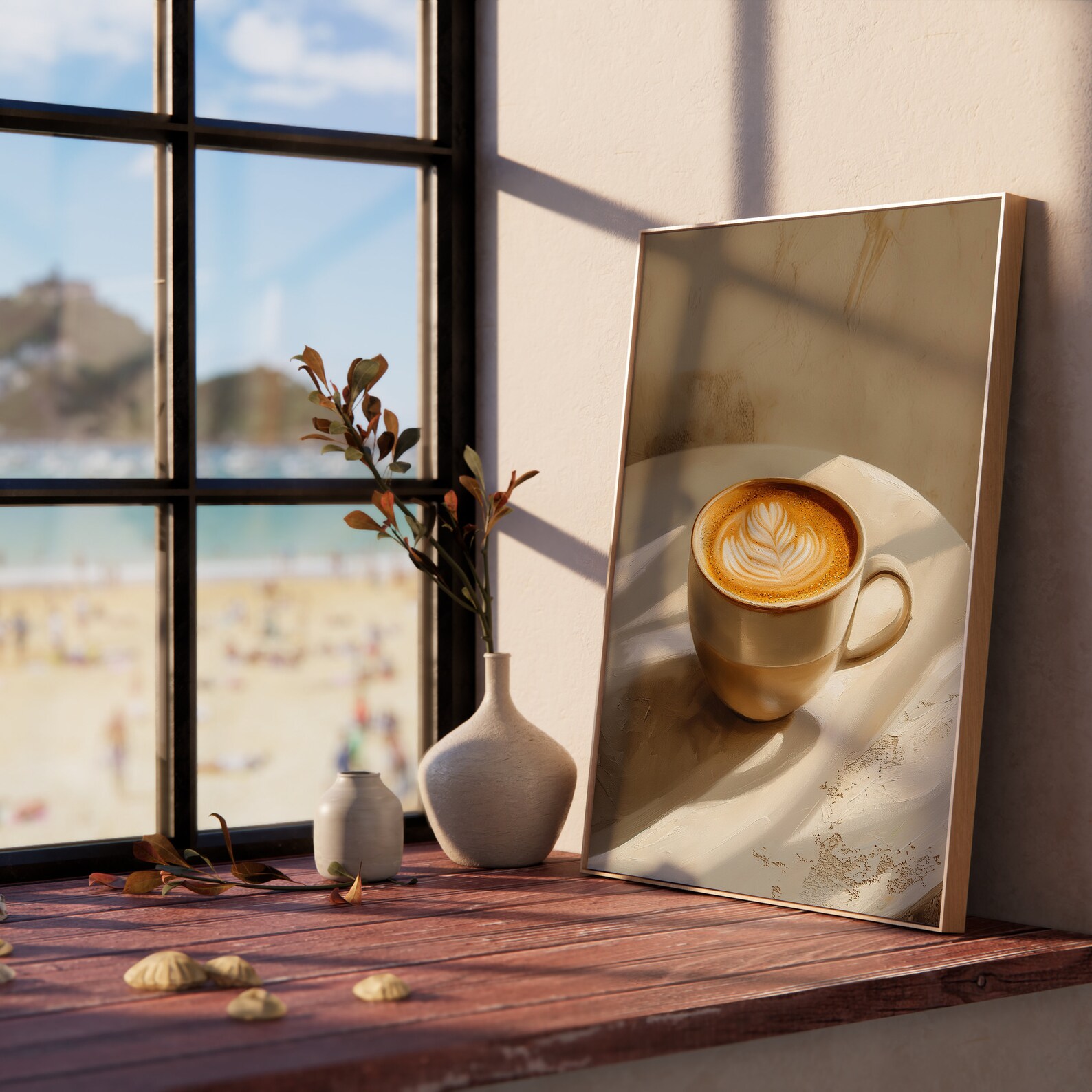 Printable Latte With Artful Foam Design Painting - Creative Coffee Artwork - Morning Latte Scene ...