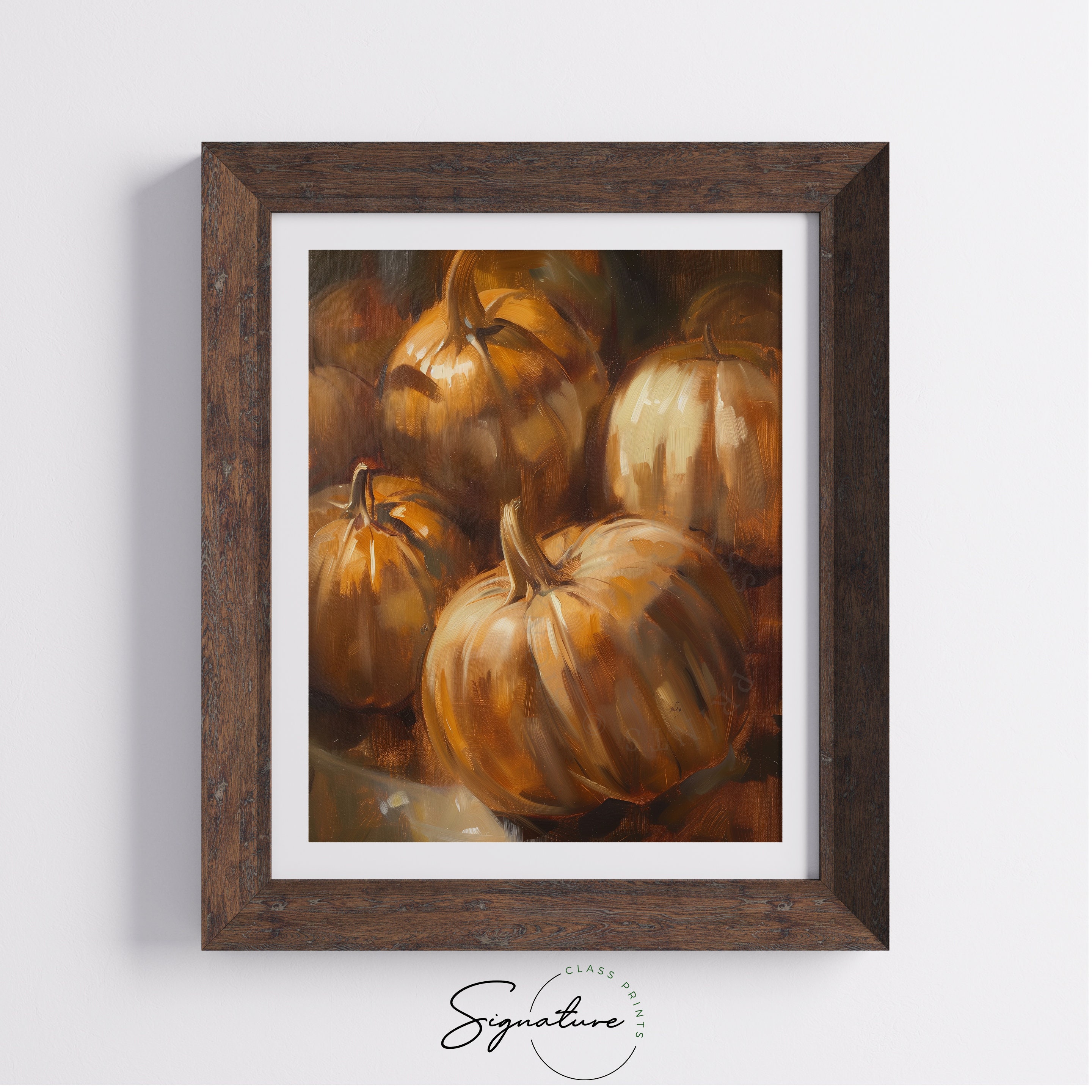 Printable Pumpkin Cluster Painting Warm Evening Light, Autumn Harvest ...