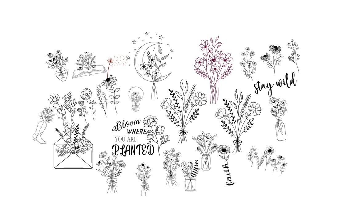 Wildflower Svg Bundle Flower Svg Floral Svg Bundle Wildflower Svg