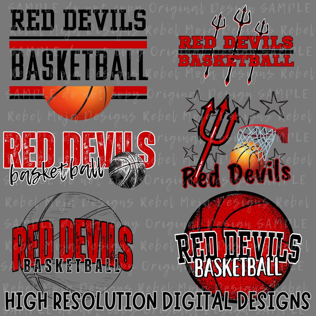 Red Devils Basketball Mascot Digital Download Bundle 6 Design Png ...