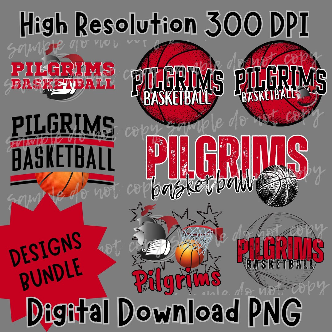 Pilgrims Basketball Digital Download Png Bundle Red Pilgrims Mascot Png ...