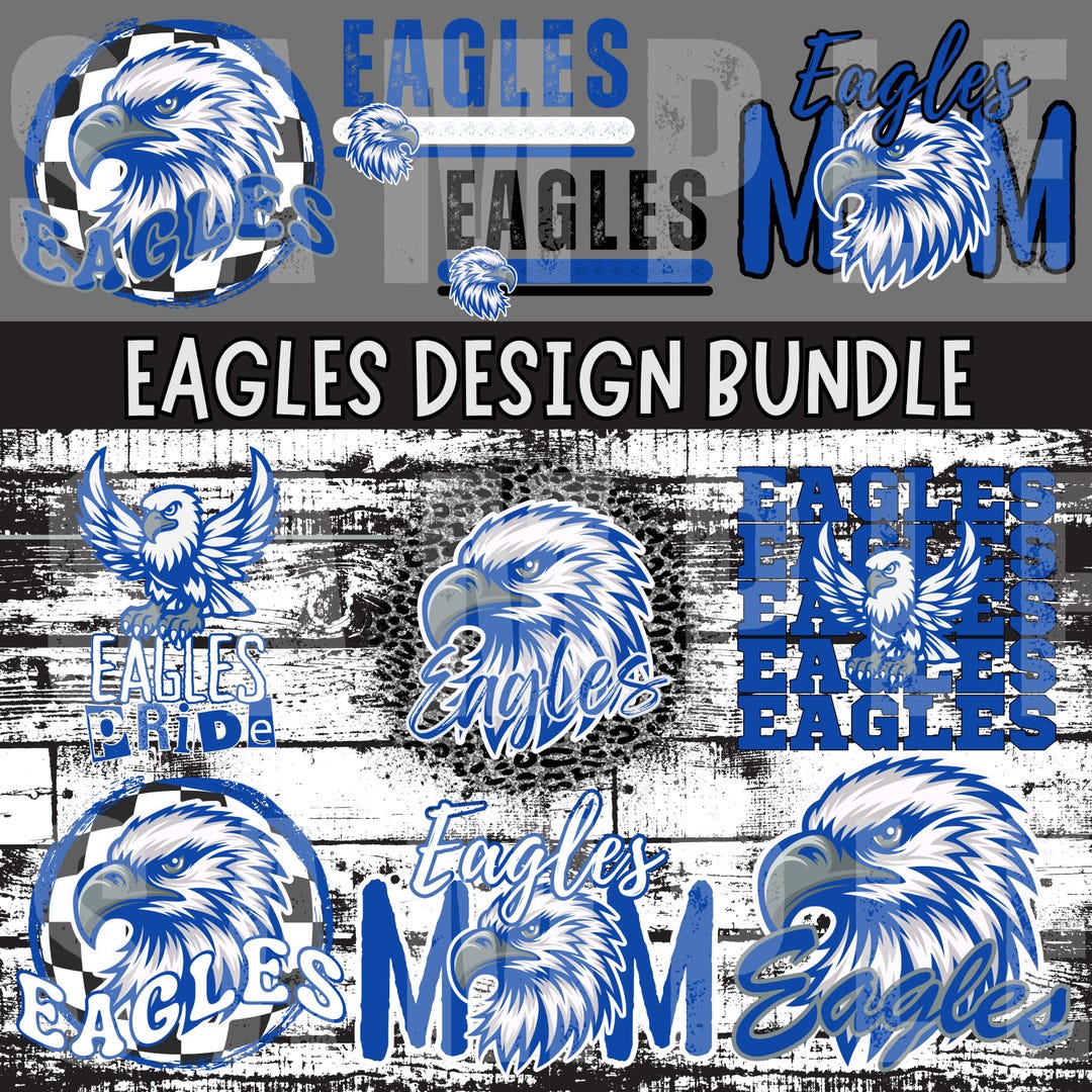 Eagles Mascot PNG Bundle: Blue & White Digital Download - Etsy