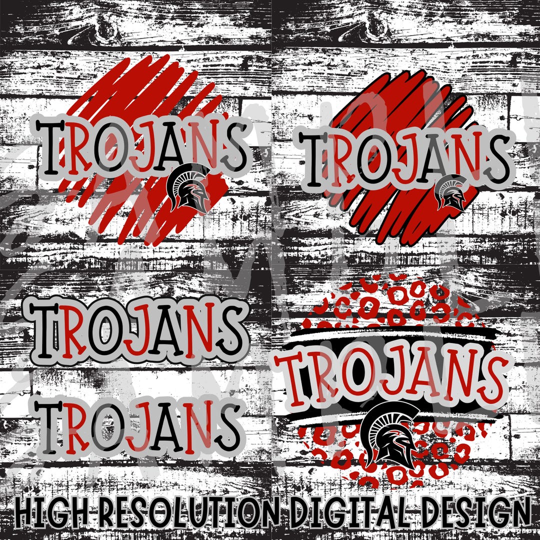 Trojans Mascot PNG Bundle: Red, White & Black Digital Designs (300 Dpi ...
