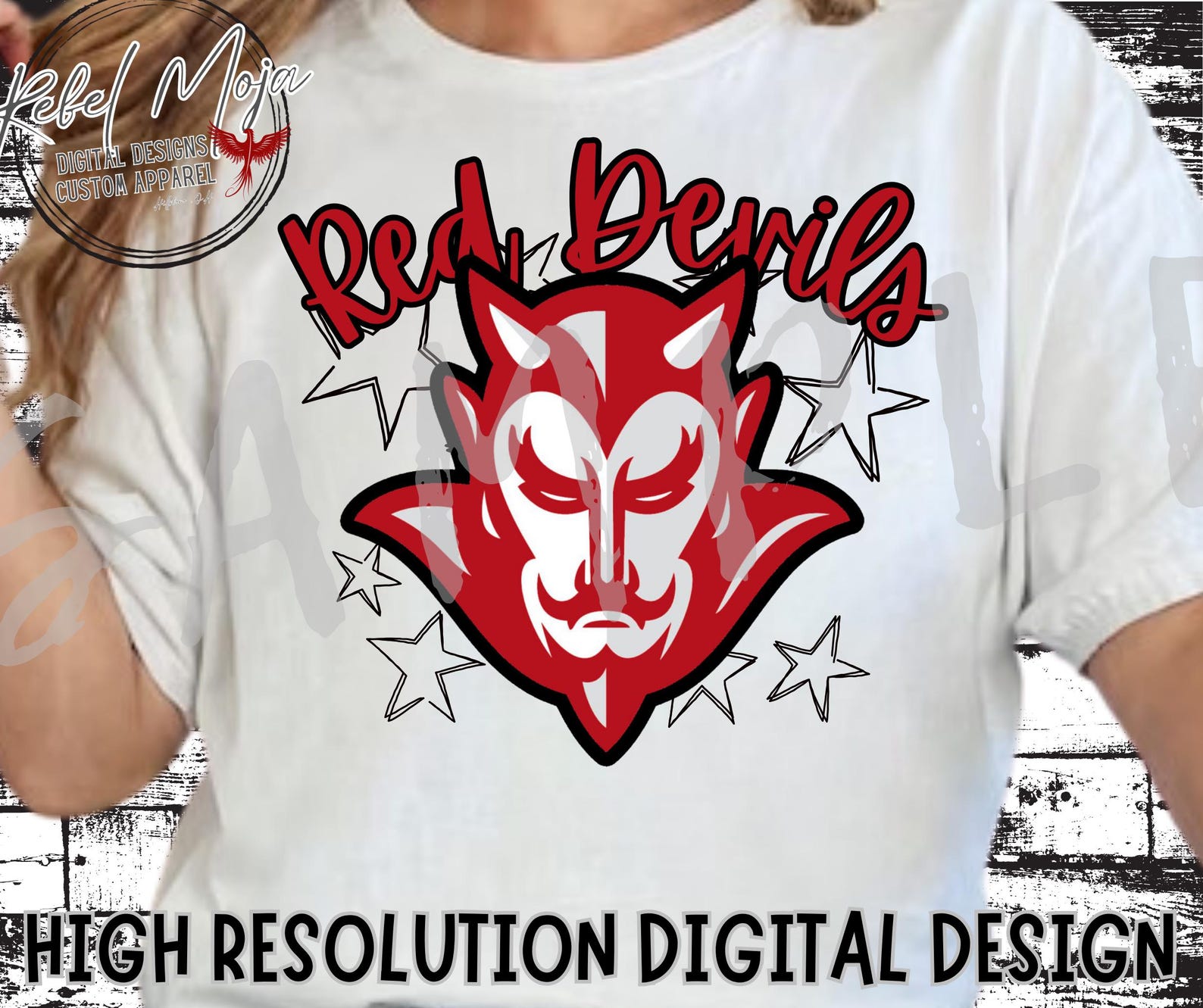 Red Devils Mascot Stars Digital Download PNG - Etsy