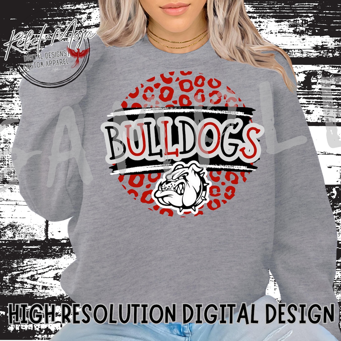 Preppy Bulldogs Mascot PNG Bundle: Red & Black Digital Designs - Etsy