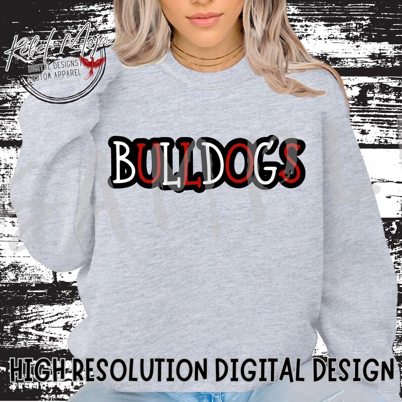 Preppy Bulldogs Mascot PNG Bundle: Red & Black Digital Designs - Etsy