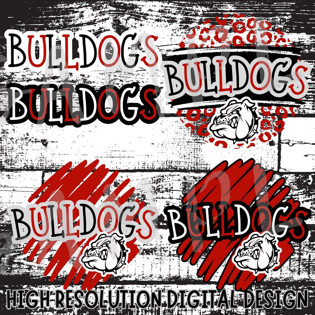 Preppy Bulldogs Mascot PNG Bundle: Red & Black Digital Designs - Etsy