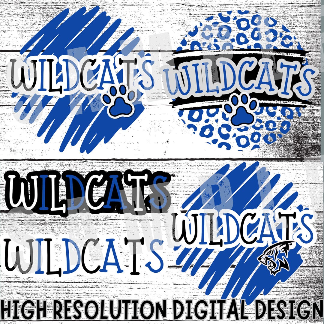 Wildcats Mascot PNG Bundle: Blue & White Digital Designs (300 Dpi) - Etsy