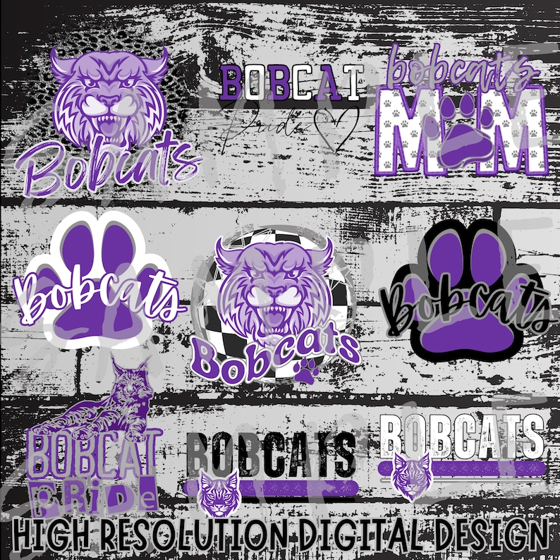 Purple Bobcats Mascot PNG Bundle (digital Download) - Etsy