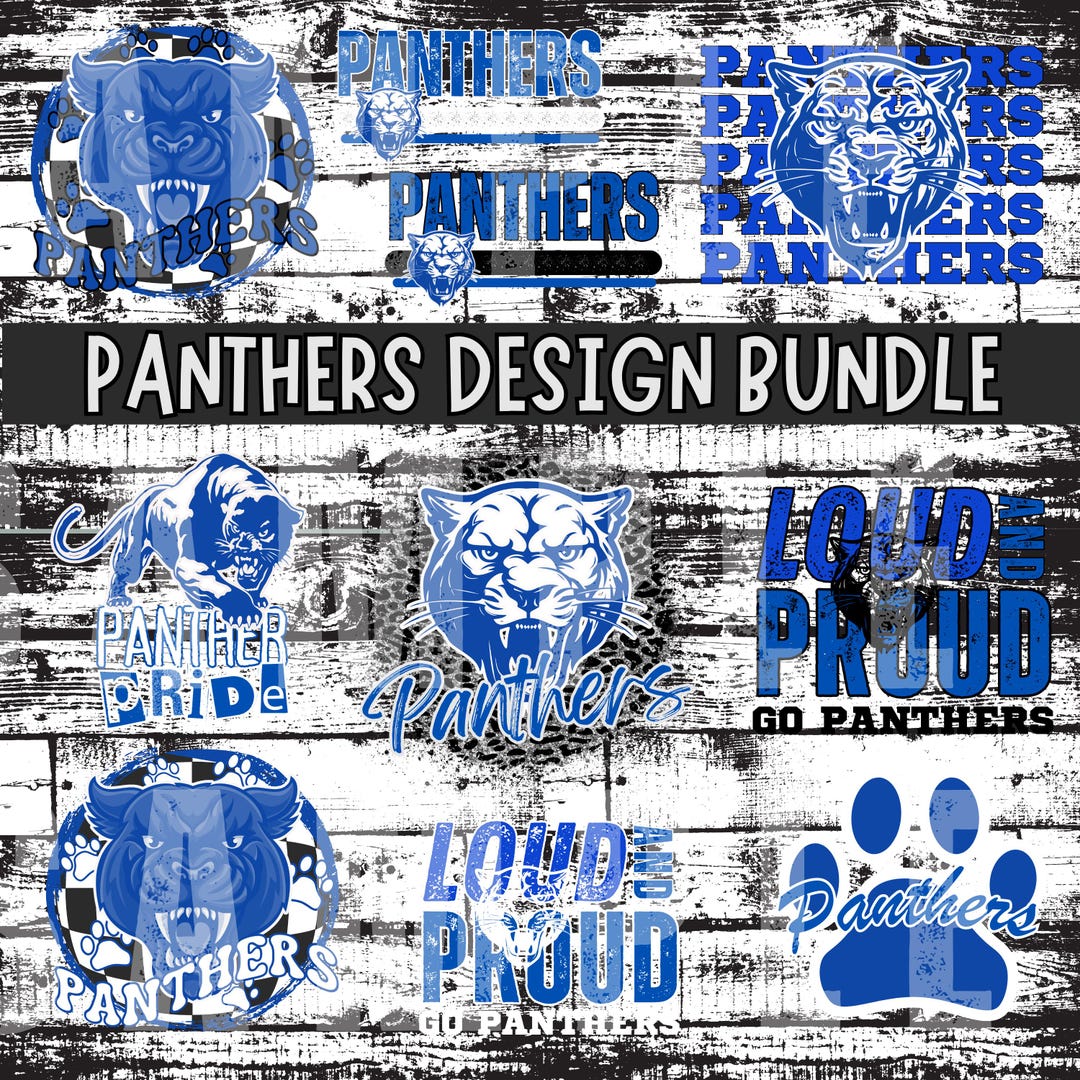 Blue Panthers Mascot PNG Bundle: School Spirit Designs (digital ...