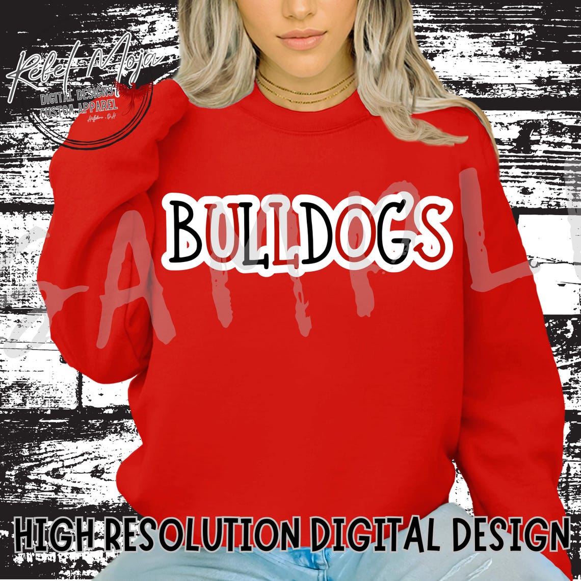 Preppy Bulldogs Mascot PNG Bundle: Red & Black Digital Designs - Etsy