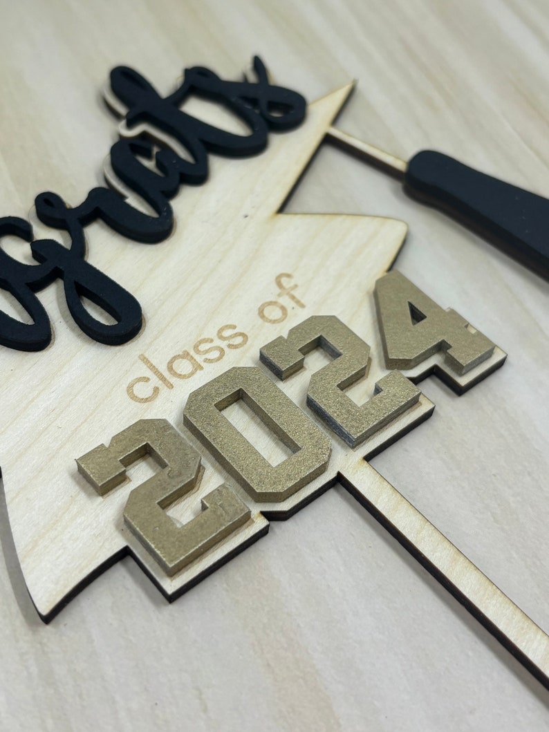 Class of 2024 Graduation Cake Topper Party Decor Wood Engraved High ...