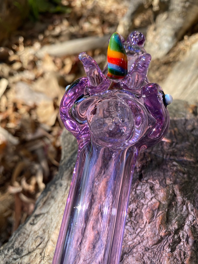 Unicorn Tobacco Glass Pipe Purple Glass (handmade) - Etsy