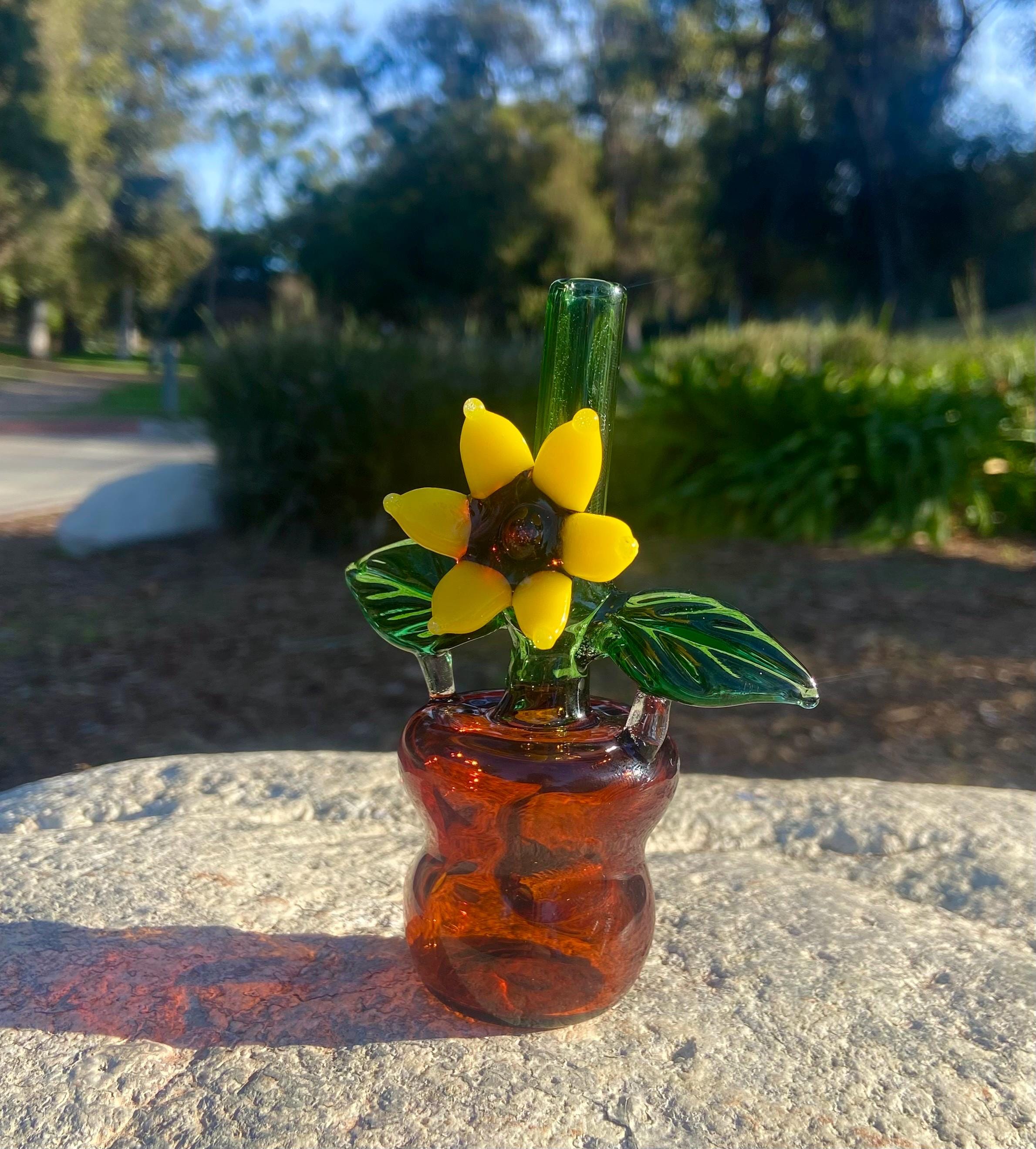 Handmade Sunflower Glass Pipe: Borosilicate Flower Pot Design - Etsy