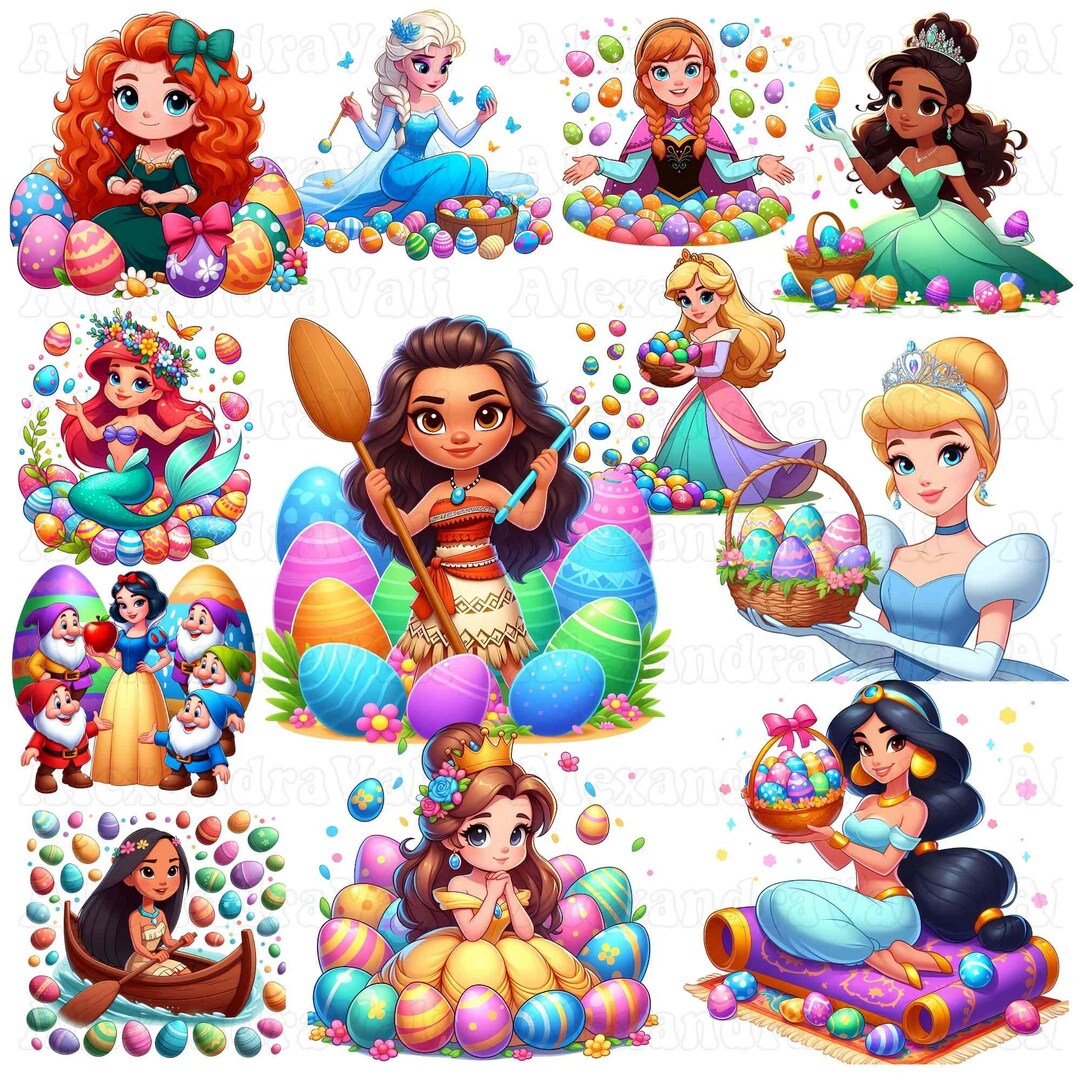 Princess Cartoon Easter PNG Bundle, Princess Chibi Easter Day PNG ... Princess Cartoon Easter PNG Bundle, Princess Chibi Easter Day PNG ...