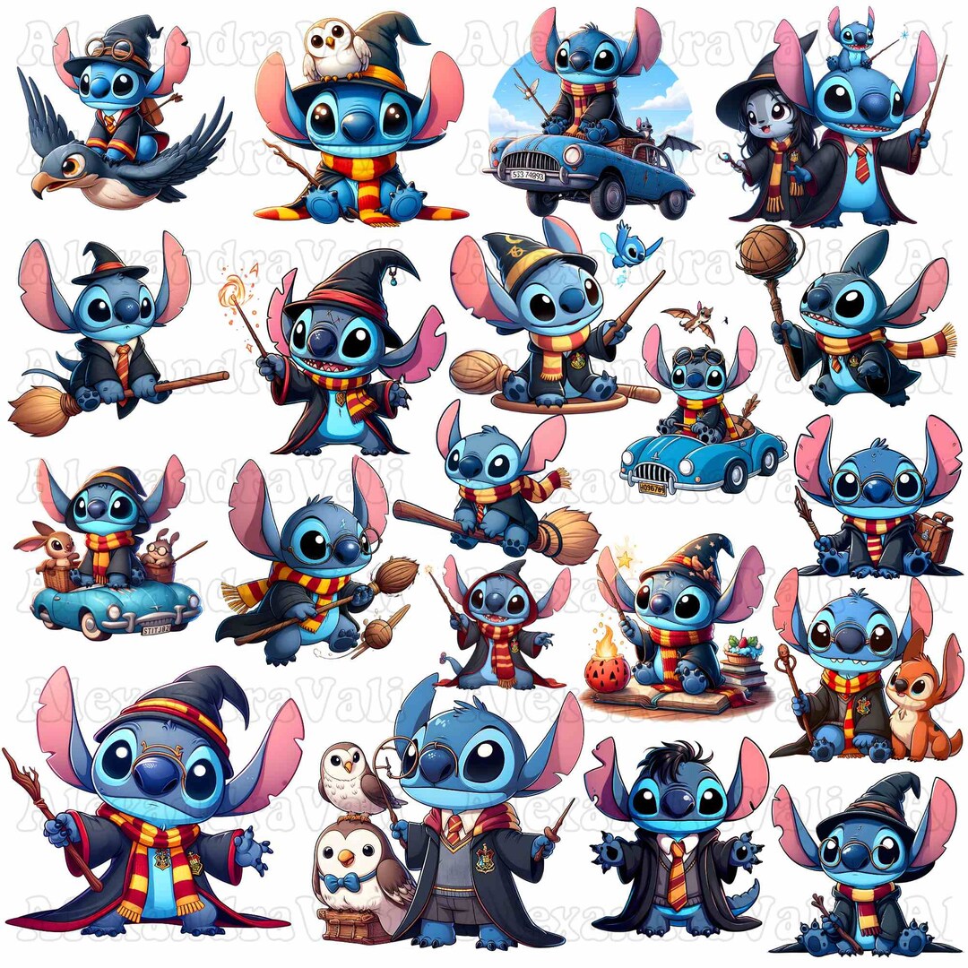Stitch Wizard PNG Bundle, Stitch Pot Ter Watercolor Png, Magic Stitch ...