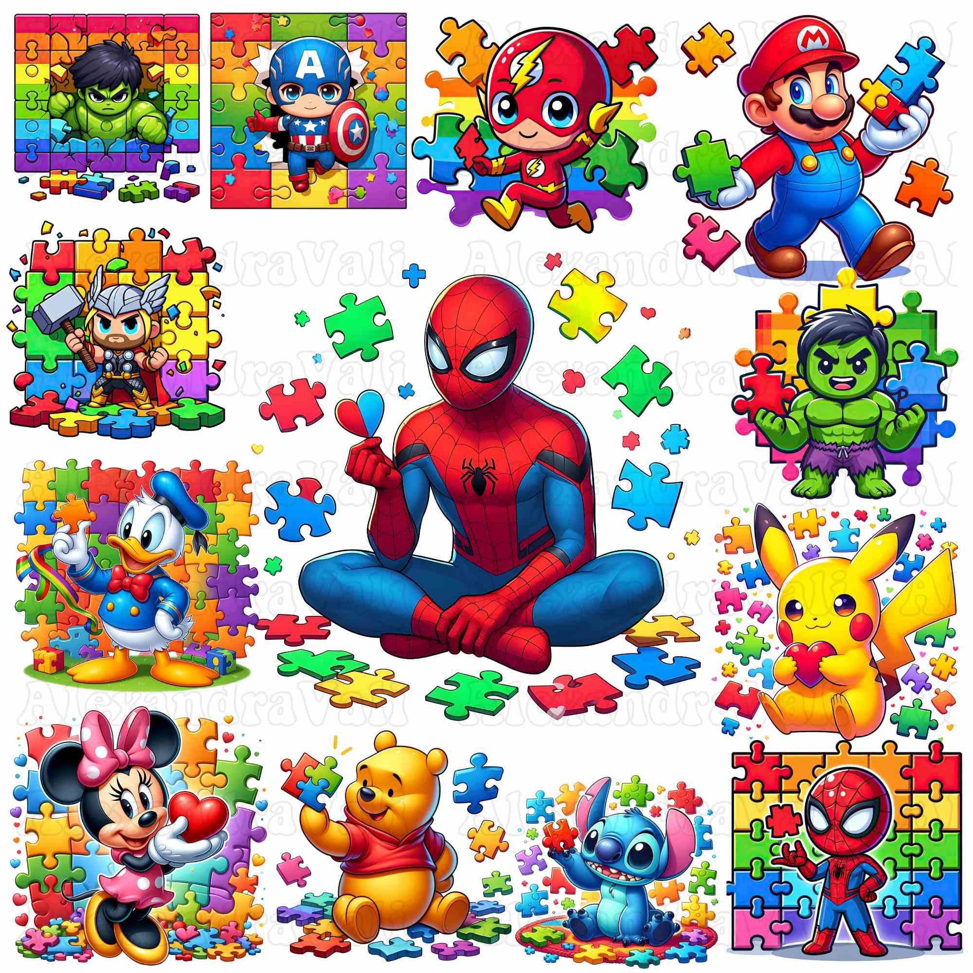 Autism Superhero Chibi PNG Bundle, Autism Awareness Png, Be Kind Png ...