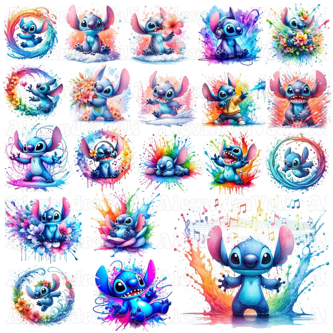 Stitch Splash and Watercolor PNG Bundle High-quality, Stitch Watercolor ...