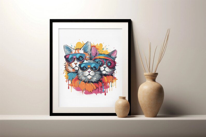 90s Retro Cats Clip Art, High Quality JPEG, Posters, Wall Art, Cards ...