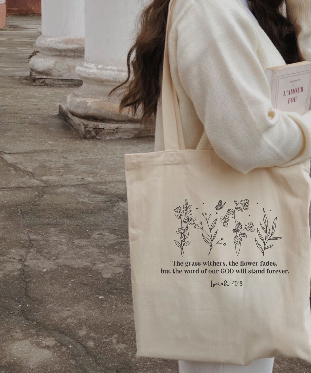 Tote With Bible Verse, Bible Verse Totebags, Faith Tote Bag, Cute Tote ...