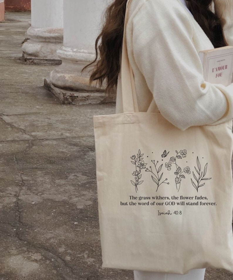 Tote With Bible Verse, Bible Verse Totebags, Faith Tote Bag, Cute Tote ...