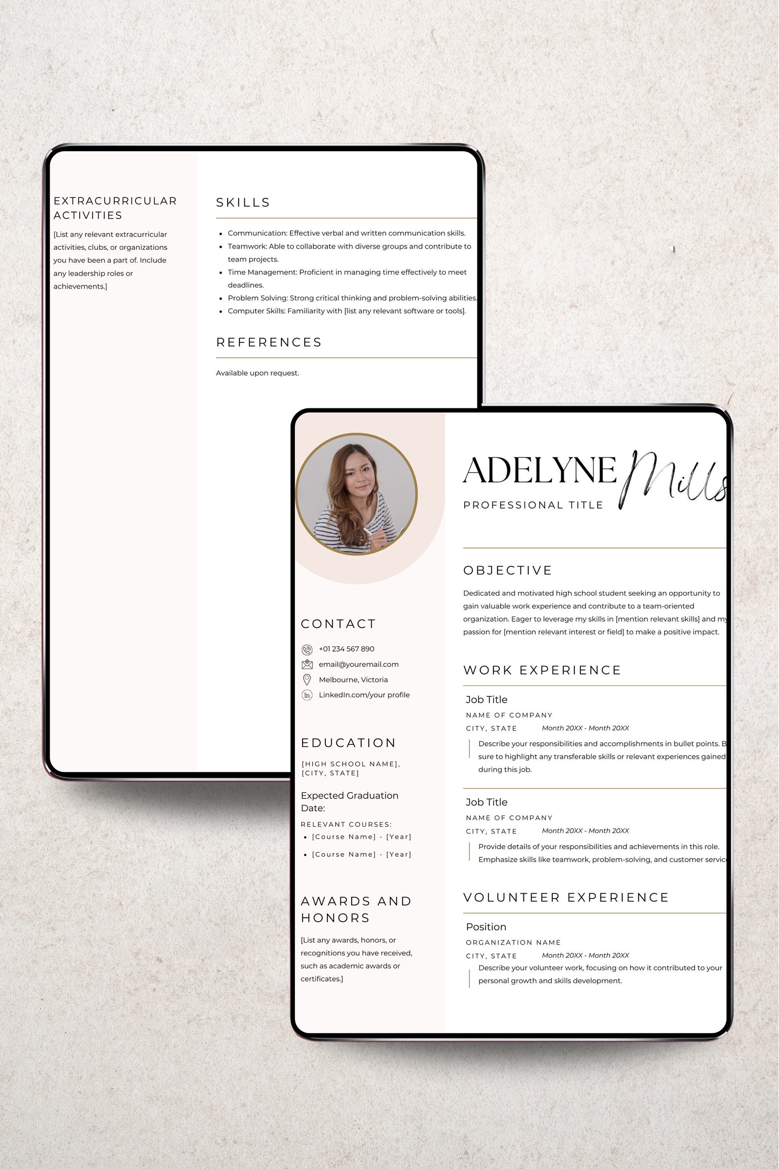 High School Student Resume Template, Clean Resume Template, Minimalist ...