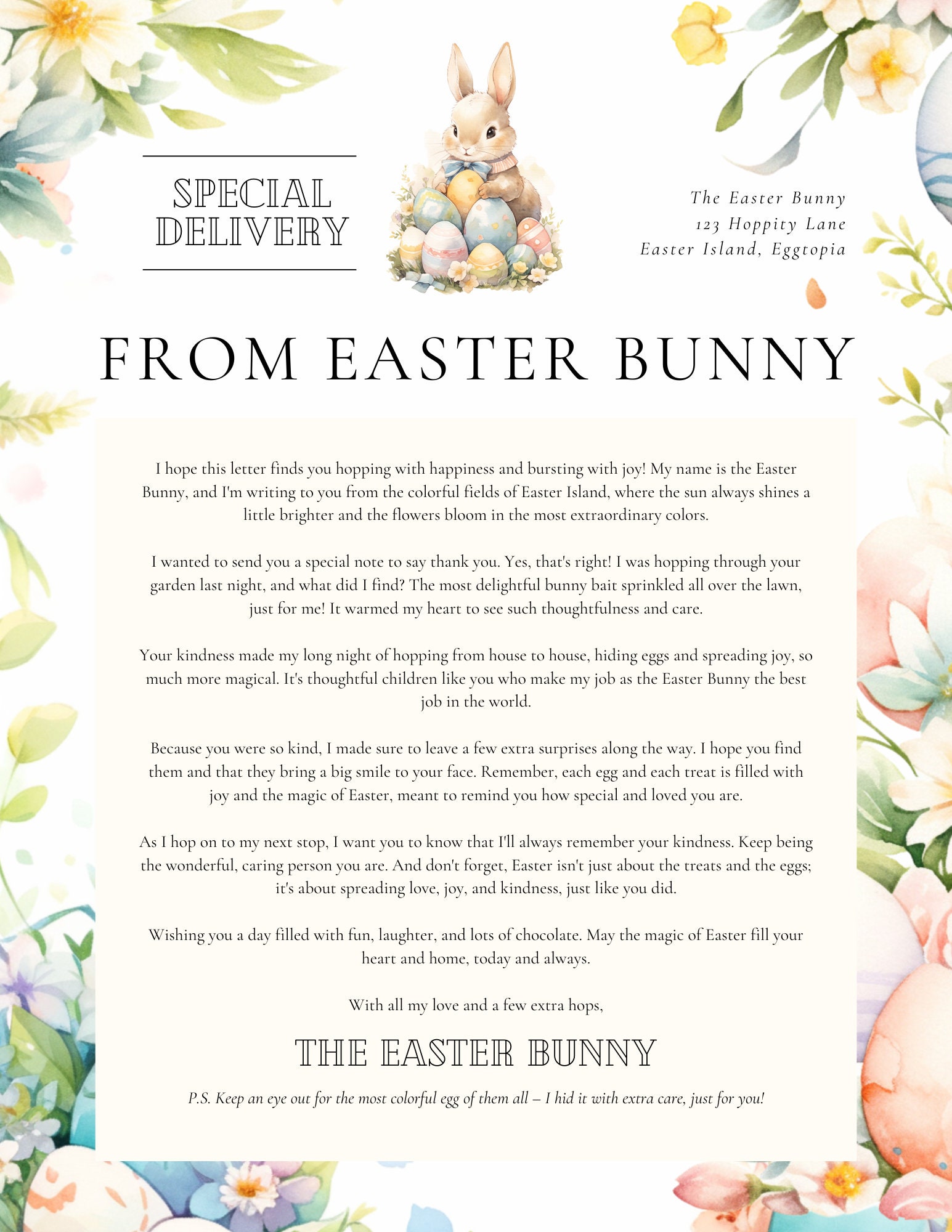 Letter From the Easter Bunny Editable Canva, Letter From Easter Bunny ...