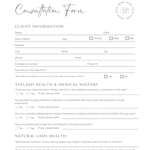 Client Consent Form Eyelashes, Lash Tech Consent Forms, Eyelash ...