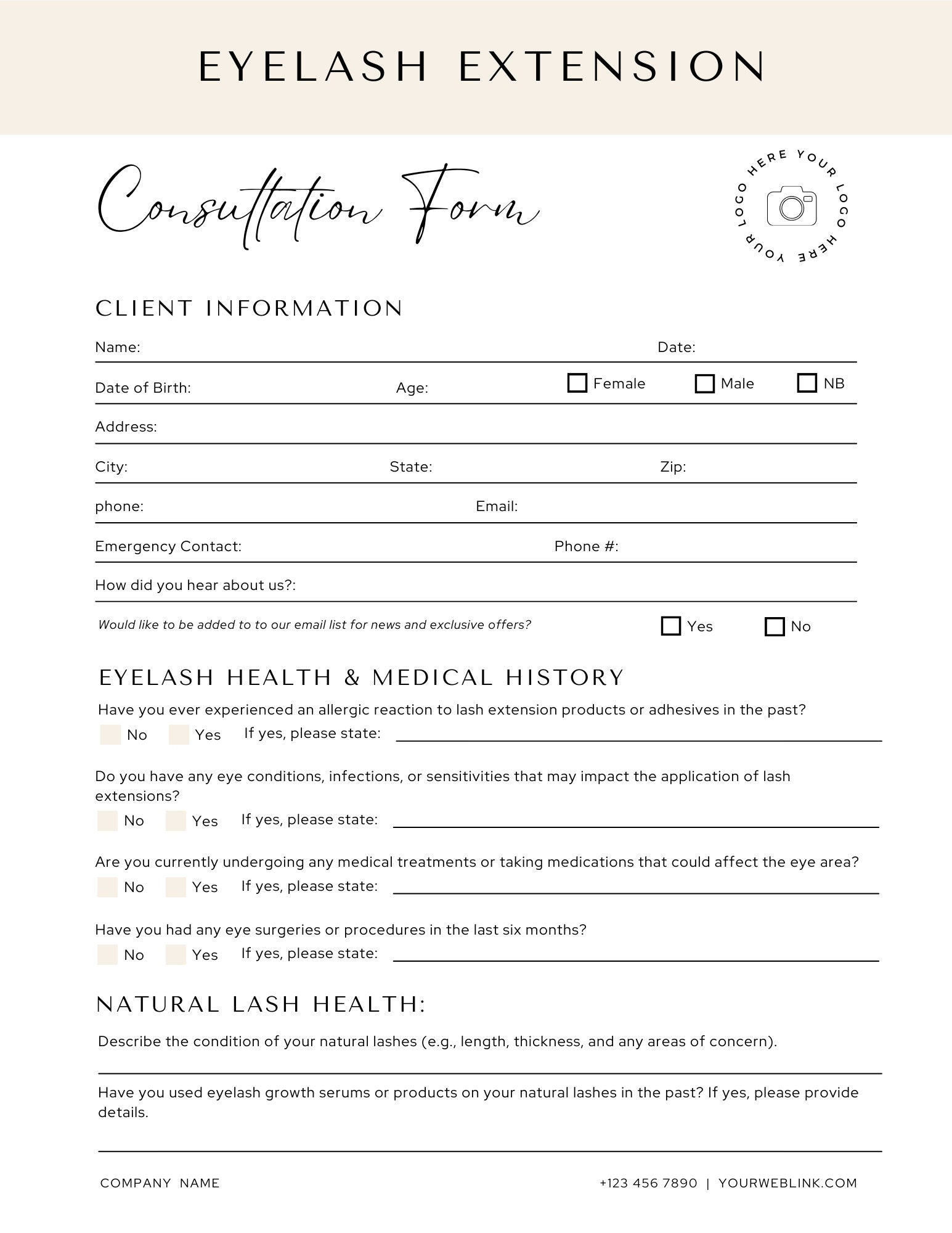 Client Consent Form Eyelashes, Lash Tech Consent Forms, Eyelash ...