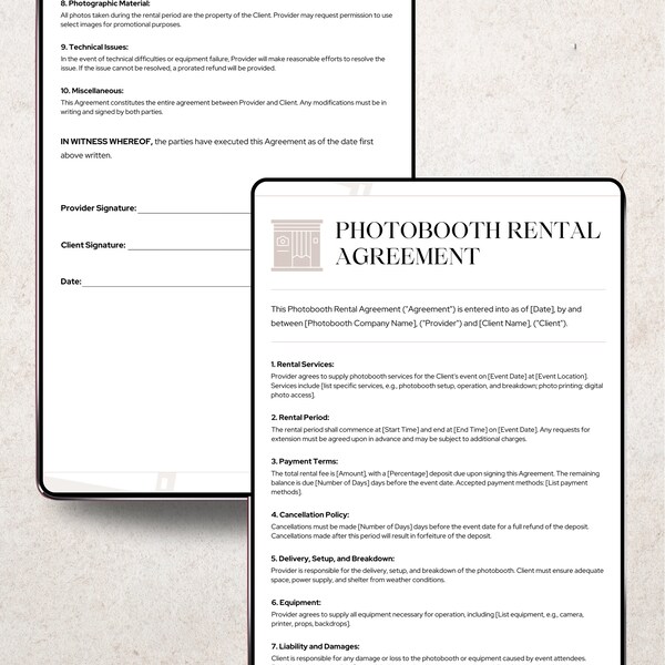 Photobooth Contract Template - Etsy