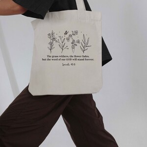 Tote With Bible Verse, Bible Verse Totebags, Faith Tote Bag, Cute Tote ...