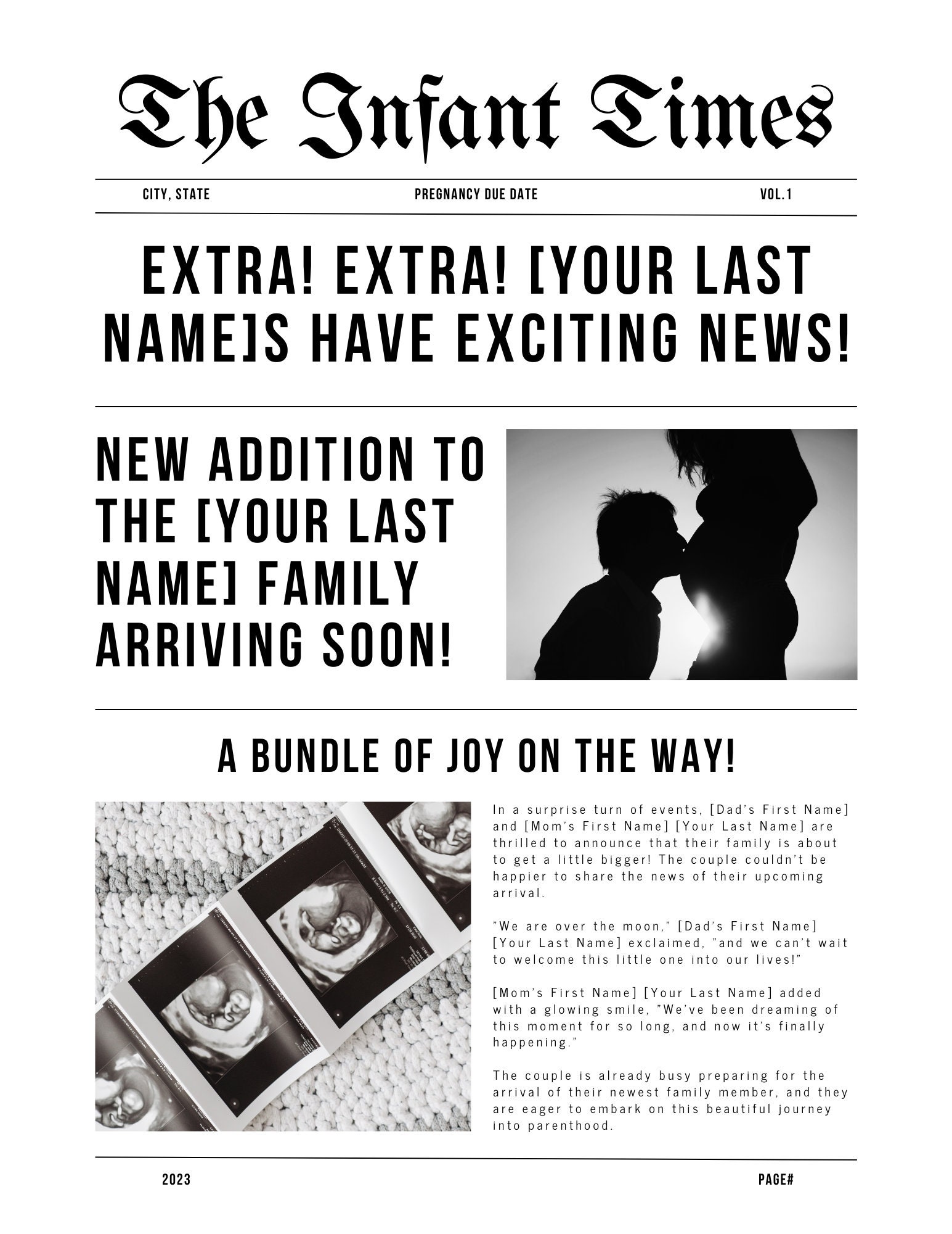 Pregnancy Announcement Newspaper Baby, Newspaper Pregnancy Announcement ...
