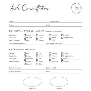 Client Consent Form Eyelashes, Lash Tech Consent Forms, Eyelash ...