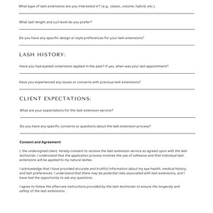 Client Consent Form Eyelashes, Lash Tech Consent Forms, Eyelash ...