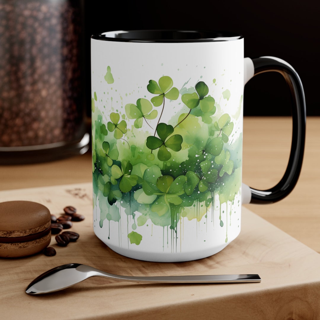St Patricks Day Mug, Clover Mug, Shamrock Mug, Lucky Mug, Green Gift ...