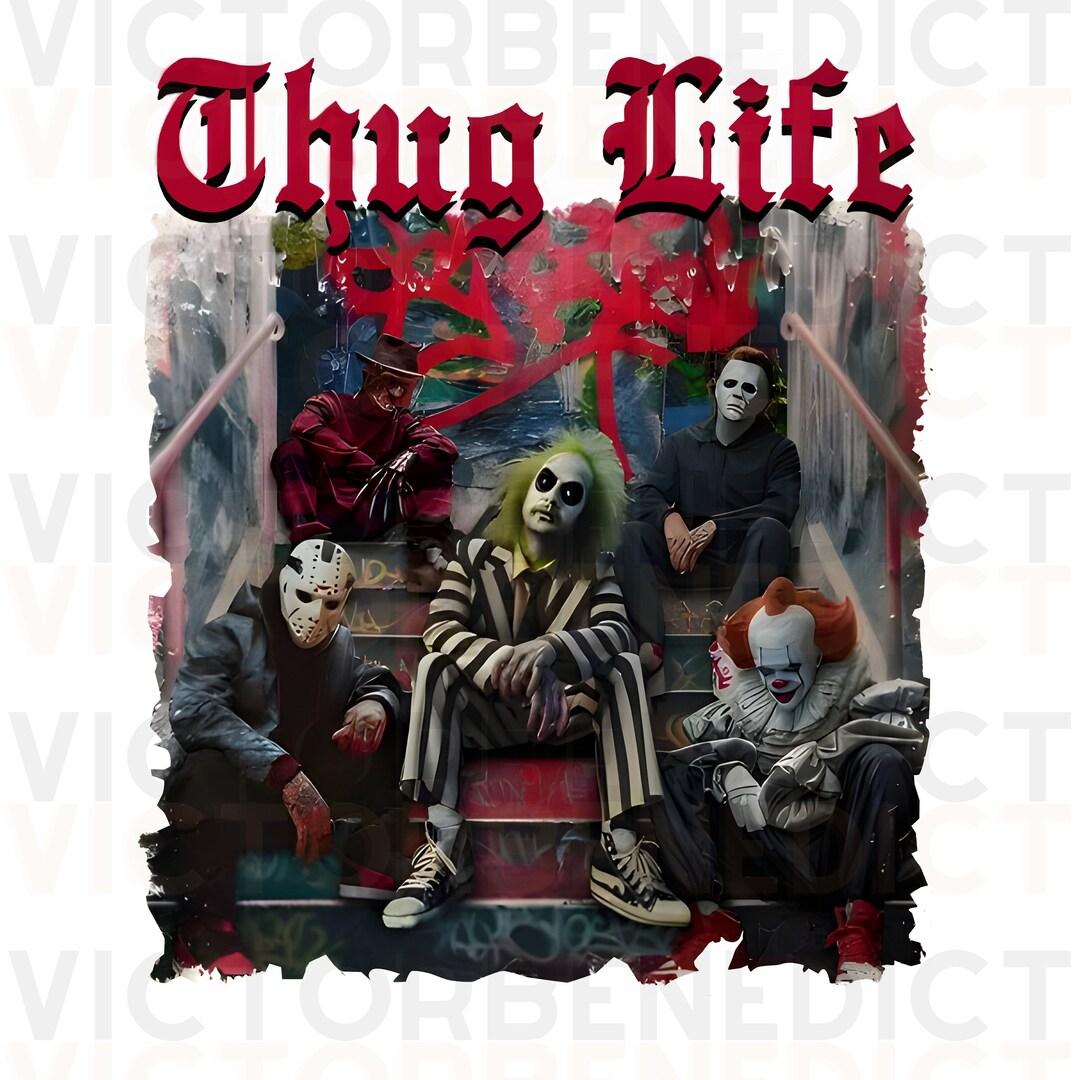 Retro Halloween Thug Life Unique Horror Movie Characters Png, Vintage ...