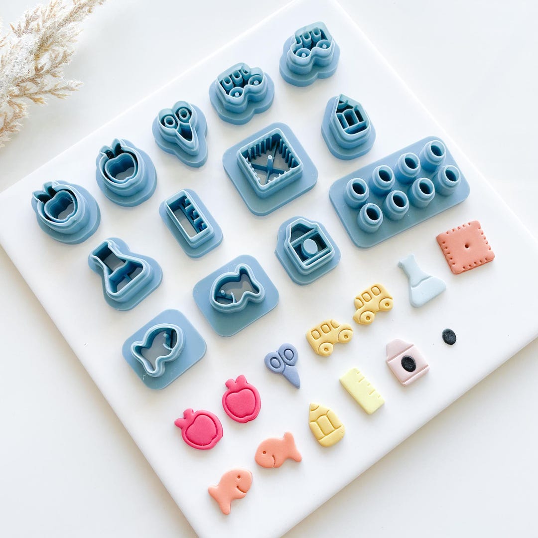 School Clay Cutters, Back to School, Embossed, Crayon, Pencil, Studs ...