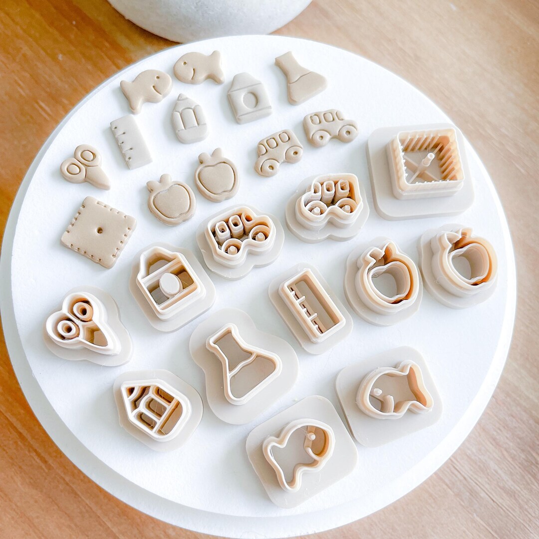 School Clay Cutters, Back to School Polymer Clay Cutters, Embossed ...