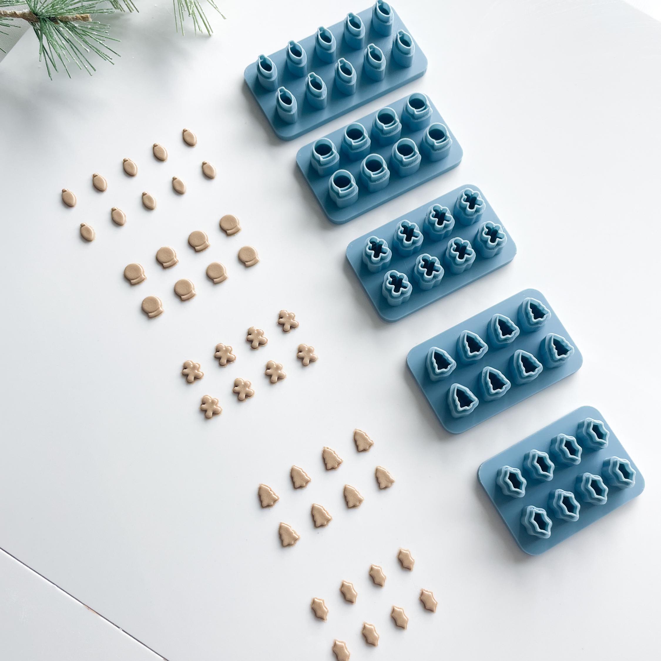 Christmas Micro Clay Cutter Cluster, Micro Gingerbread Man, Micro Christmas Tree, Micro Snow ...